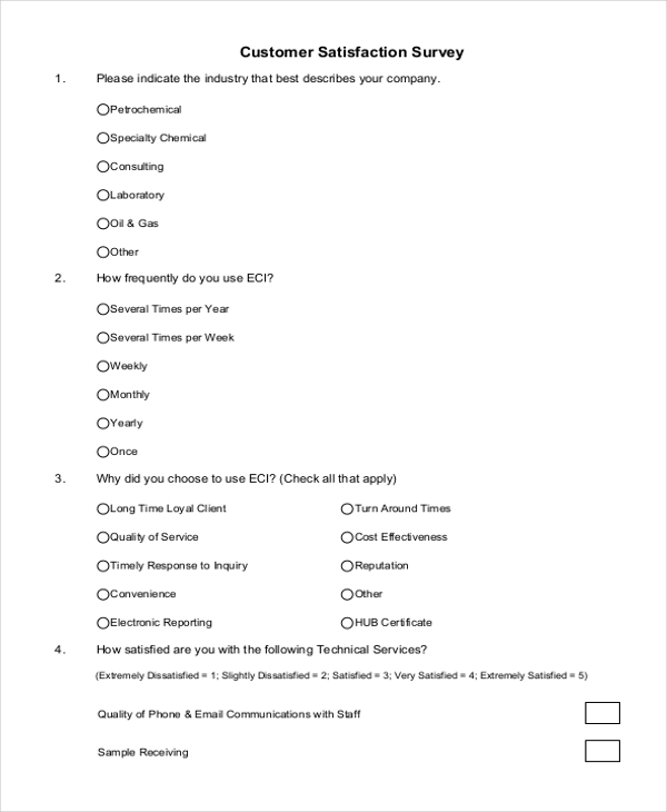 FREE 12+ Sample Satisfaction Survey Forms in PDF | Excel | Word
