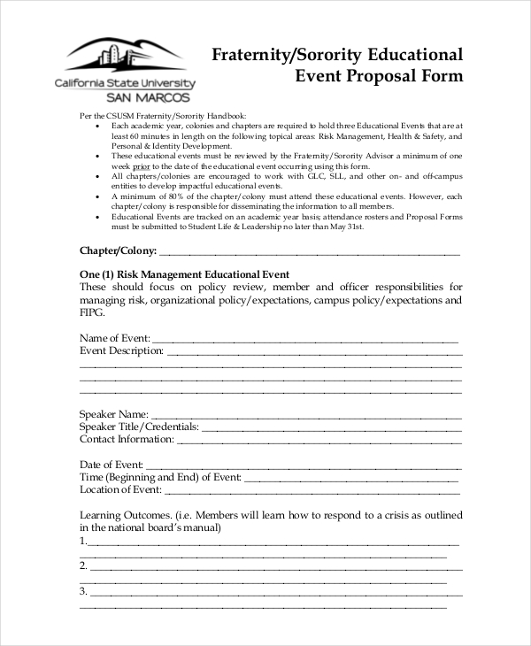 FREE 16+ Sample Event Proposal Forms in MS Word | PDF | Pages | Excel