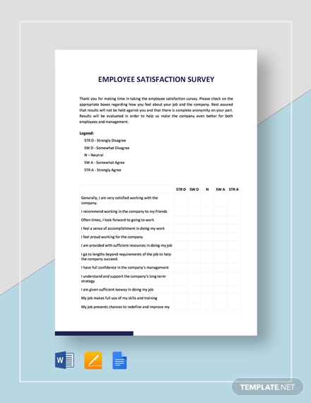 FREE 12+ Employee Satisfaction Survey Form Samples, PDF, MS Word ...