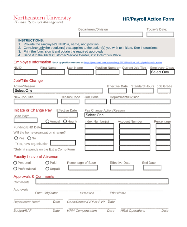 FREE 8+ Sample HR Payroll Forms in PDF | Word | Excel