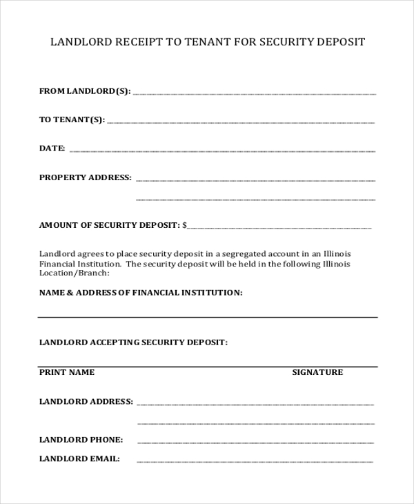 FREE 9+ Sample Security Deposit Receipt Forms in PDF | MS Word | Excel