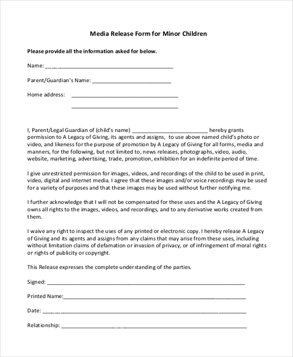 FREE 12+ Sample Media Release Forms in MS Word | PDF | Excel