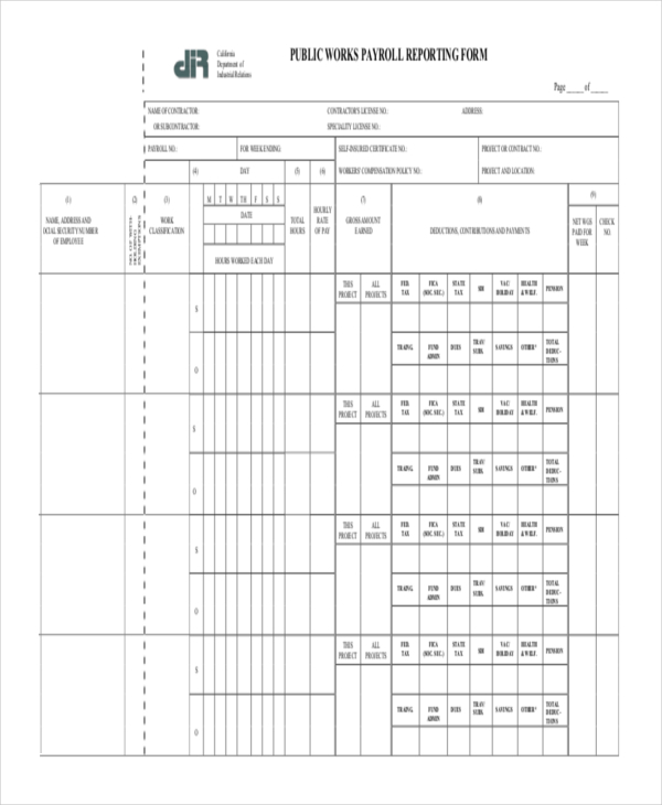 FREE 9+ Sample Certified Payroll Forms in PDF | Excel | Word