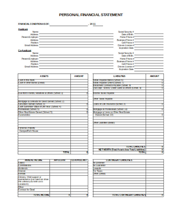 FREE 11+ Sample Financial Statement Forms in PDF | MS Word | Excel