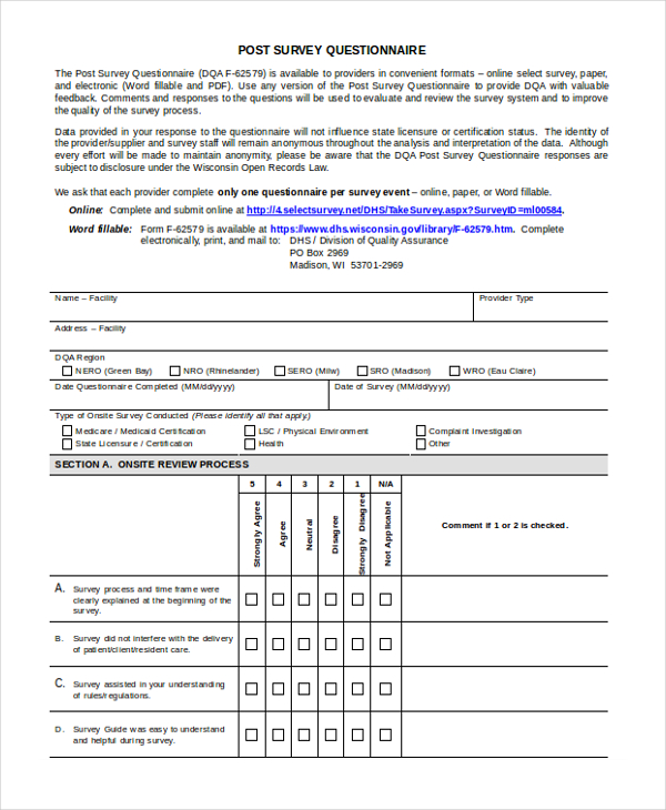 FREE 10+ Survey Questionnaire Form Samples, PDF, MS Word, Google Docs