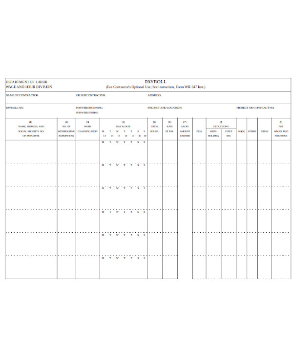 FREE 9+ Sample Certified Payroll Forms in PDF | Excel | Word