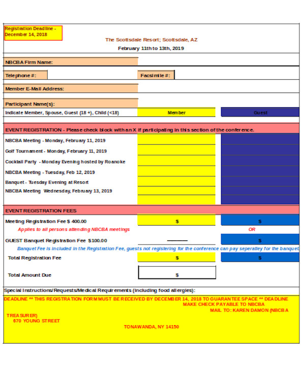 FREE 18+ Event Registration Form Samples, PDF, MS Word, Google Docs, Excel
