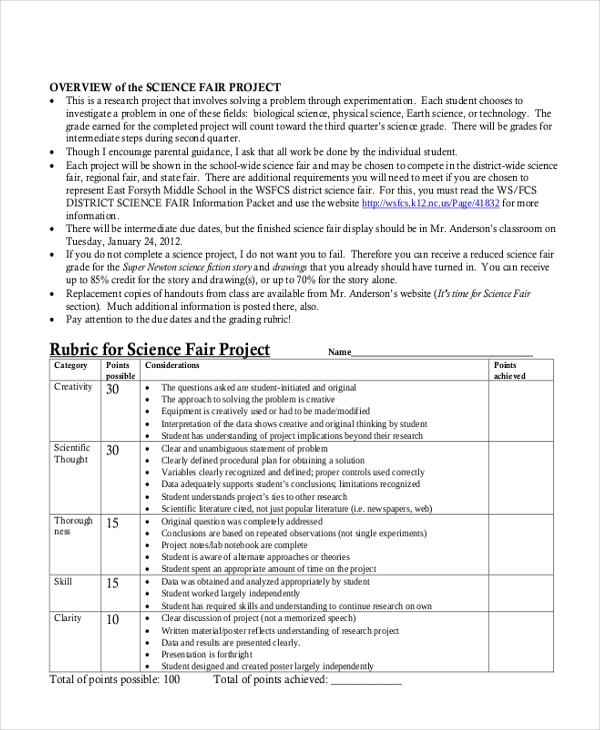 FREE 11 Sample Science Fair Proposal Forms In MS Word PDF