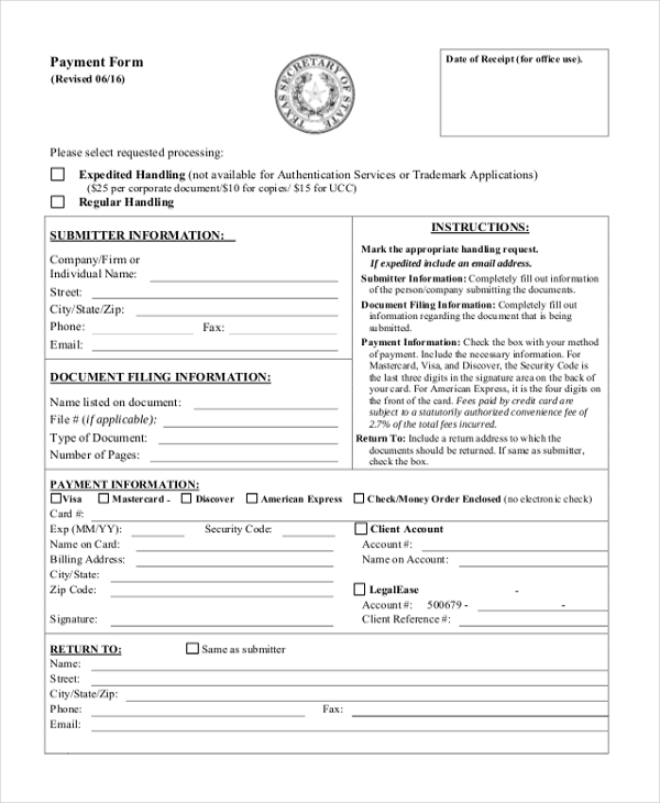 FREE 12+ Receipt of Payment Form Samples, PDF, MS Word, Google Docs, Excel