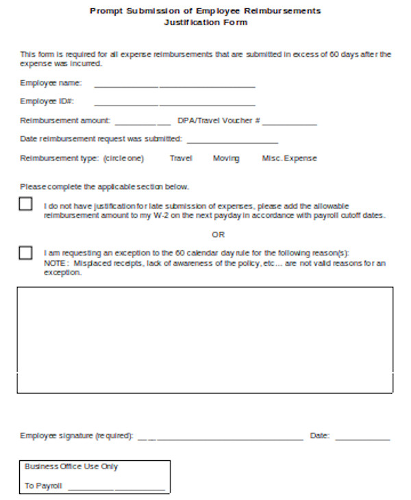 FREE 9+ Sample Employee Reimbursement Forms in MS Excel | PDF | Word