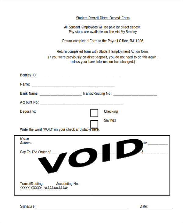 Direct Deposit Form Bank Of America