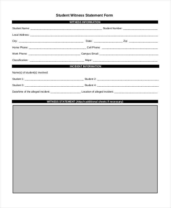 FREE 12+ Sample Witness Statement Forms in PDF | MS Word | Excel