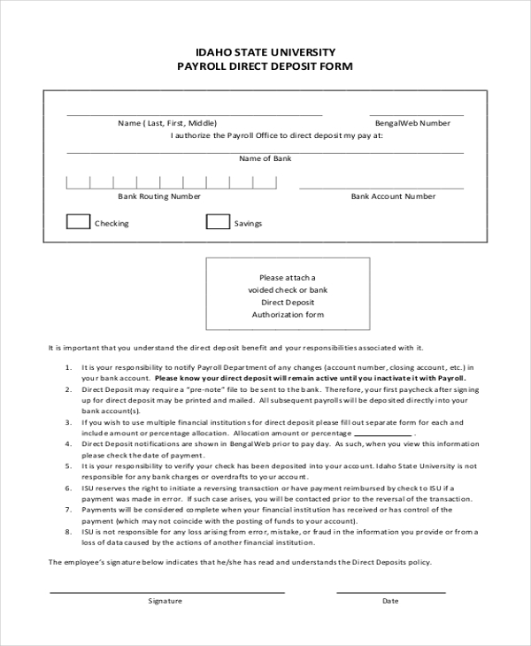 FREE 10+ Sample Payroll Direct Deposit Forms in PDF | MS Word | Excel