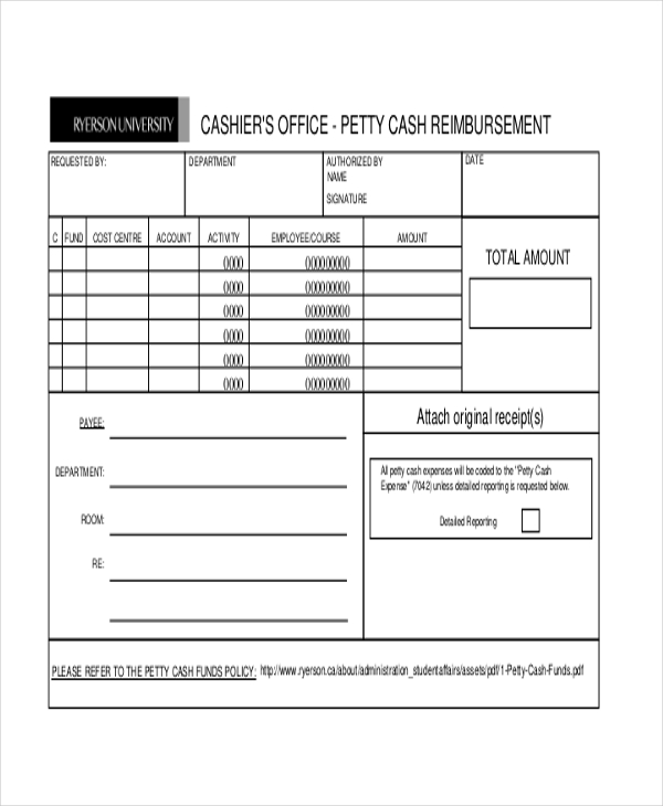 FREE 8+ Sample Petty Cash Reimbursement Forms in PDF | MS Word | Excel
