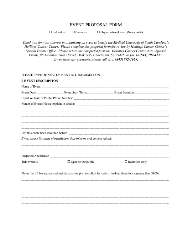 FREE 16+ Sample Event Proposal Forms in MS Word | PDF | Pages | Excel