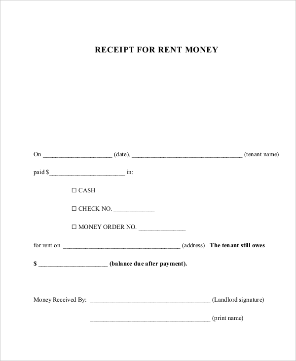 FREE 15+ Rent Receipt Form Samples, PDF, MS Word, Google Docs, Excel