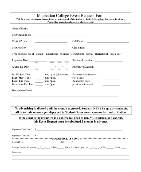 FREE 16+ Sample Event Request Forms in PDF | Excel | Word