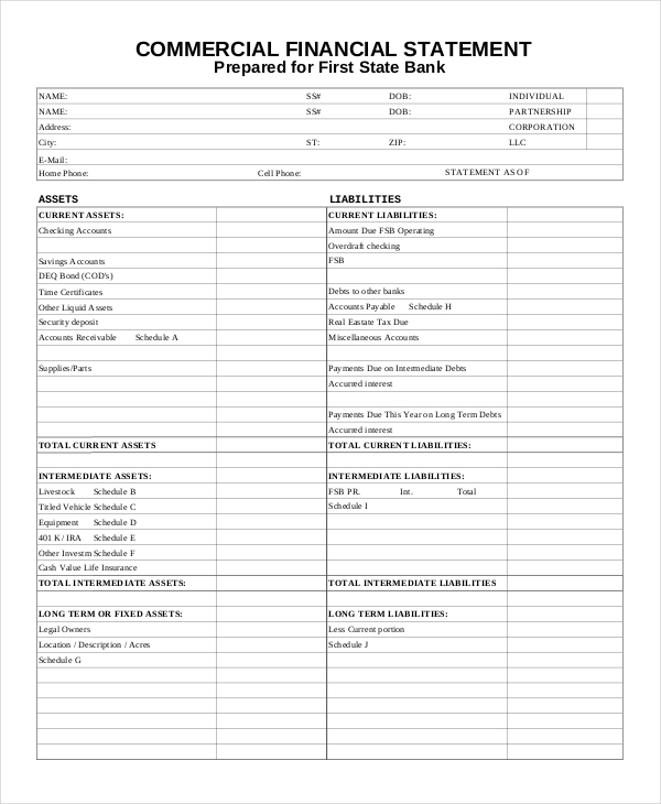 FREE 11+ Sample Financial Statement Forms in PDF | MS Word | Excel