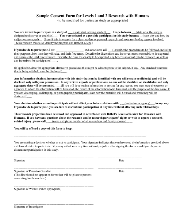 FREE 8+ Sample Survey Consent Forms in PDF | MS Word