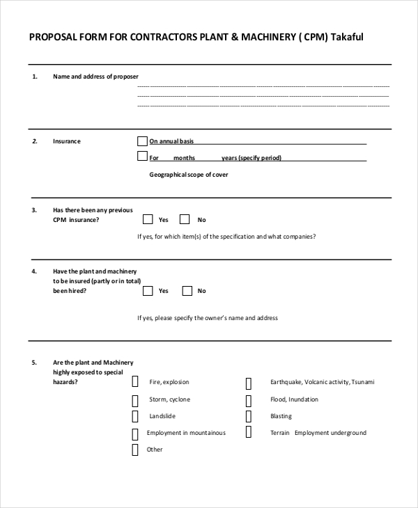 FREE 12+ Contractor Proposal Form Samples, PDF, MS Word, Google Docs, Excel