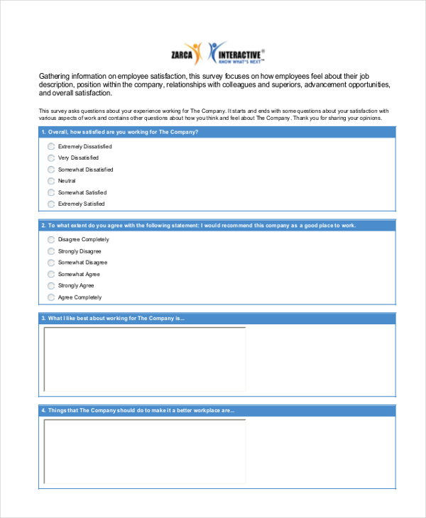 FREE 12+ Sample Satisfaction Questionnaire Forms in PDF | MS Word | Excel