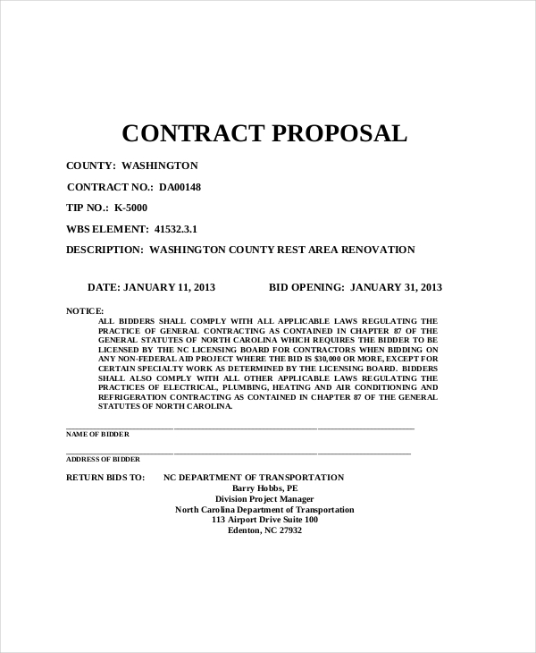 FREE 9 Sample Contractor Proposal Forms In PDF MS Word Excel