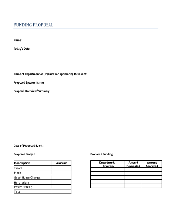 FREE 14+ Funding Proposal Form Samples, PDF, MS Word, Google Docs, Excel