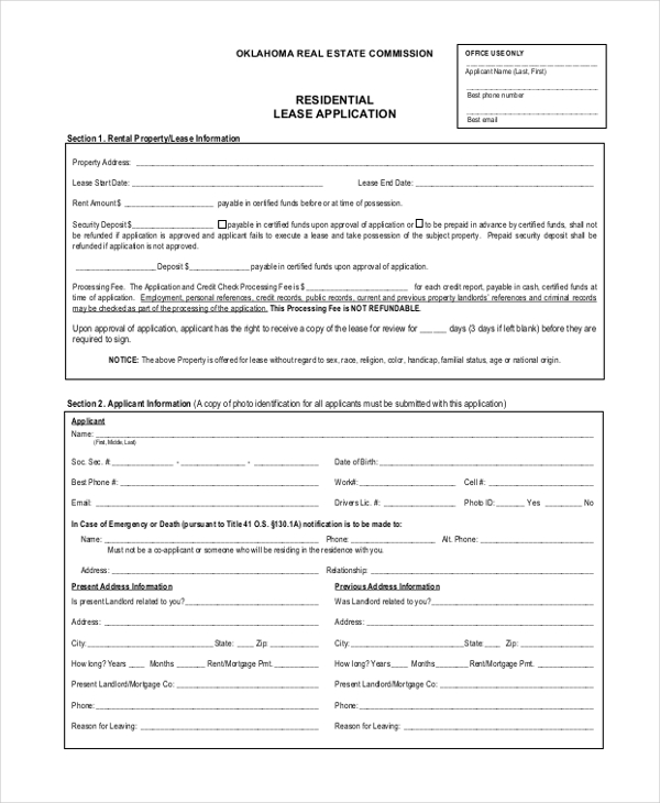 FREE 7+ Sample Residential Lease Forms in PDF | MS Word