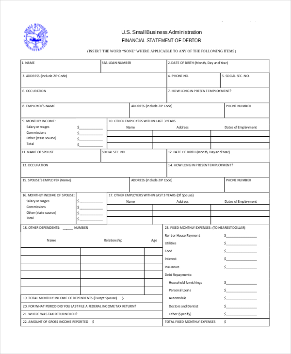 FREE 11+ Sample Financial Statement Forms in PDF | MS Word | Excel
