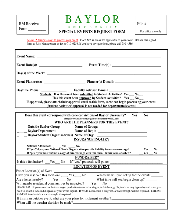 FREE 16+ Sample Event Request Forms in PDF | Excel | Word