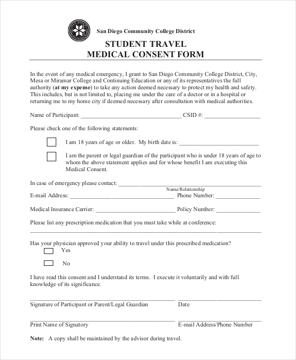 FREE 14+ Travel Consent Form Samples, PDF, MS Word, Google Docs, Excel