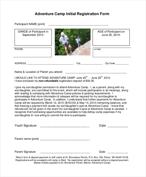 FREE 13+ Sample Camp Registration Forms in PDF | Excel | Word