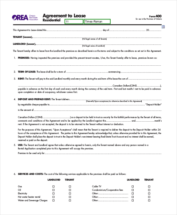 FREE 11+ Sample Rental Lease Forms in MS Word | PDF | Excel