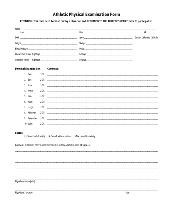 FREE 16+ Physical Examination Form Samples, PDF, MS Word, Google Docs ...