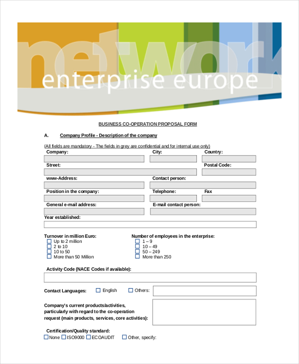 FREE 12+ Sample Business Proposal Forms in MS Word | PDF | Pages | Excel