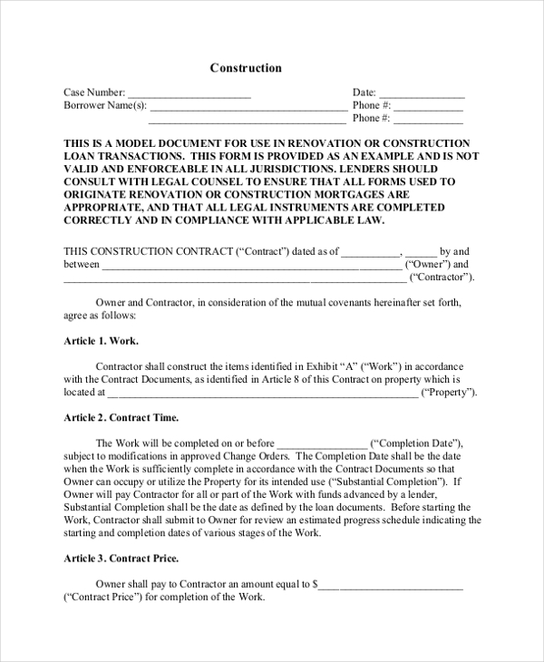 FREE 21+ Sample Construction Forms in PDF | MS Excel | MS Word