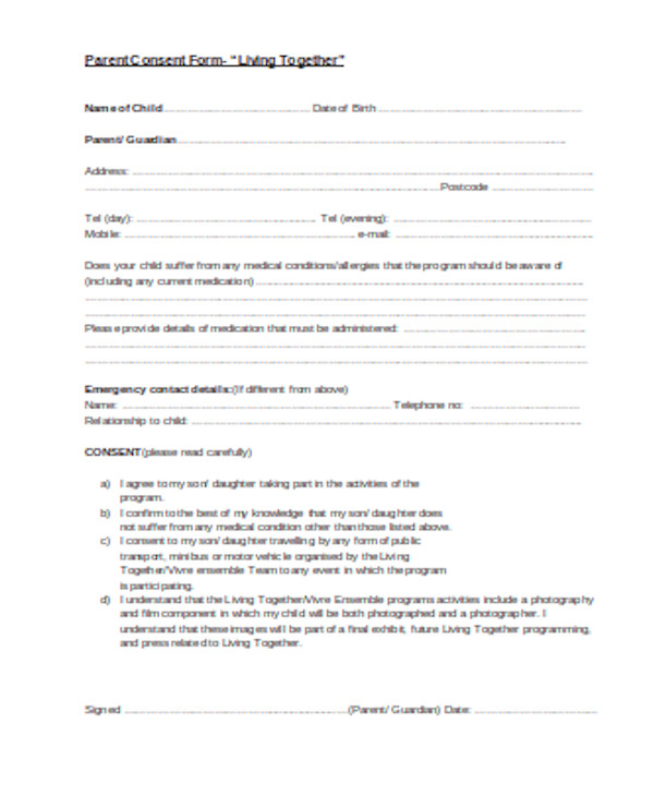 FREE 11+ Sample Parental Consent Forms in PDF | MS Word