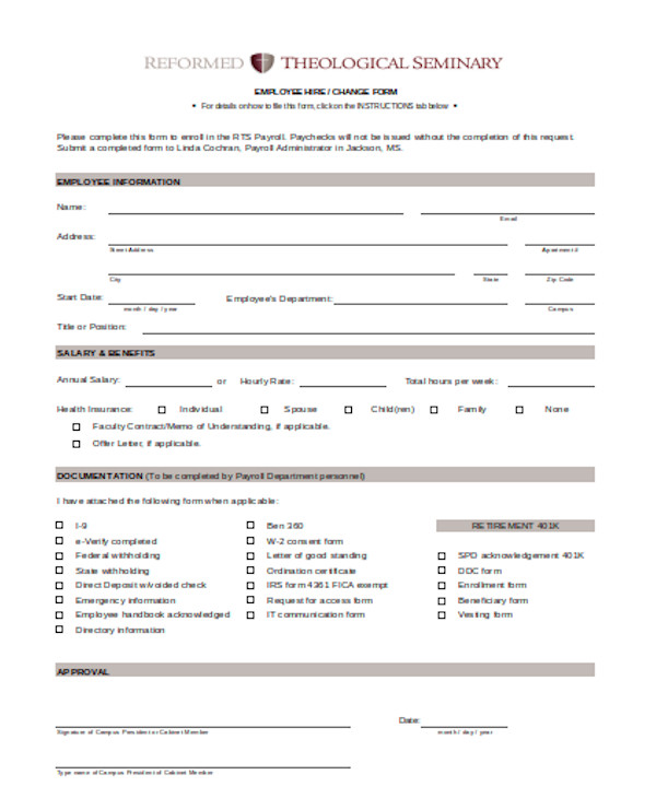 FREE 12+ Sample Payroll Change Forms in PDF | Excel | Word