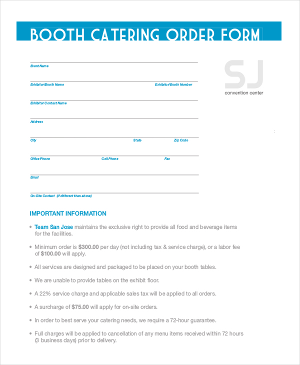 FREE 15+ Catering Order Form Samples, PDF, MS Word, Google Docs, Excel
