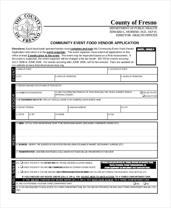 FREE 10+ Sample Vendor Event Forms in PDF | MS Word