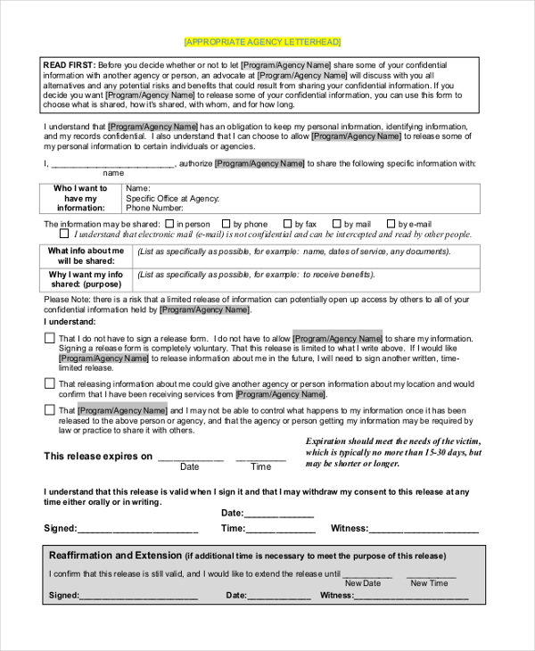 FREE 10+ Sample Release of Information Forms in PDF | Word | Excel