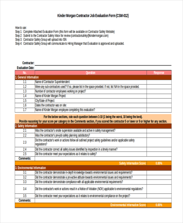 FREE 11+ Job Evaluation Forms in PDF | MS Word | Excel