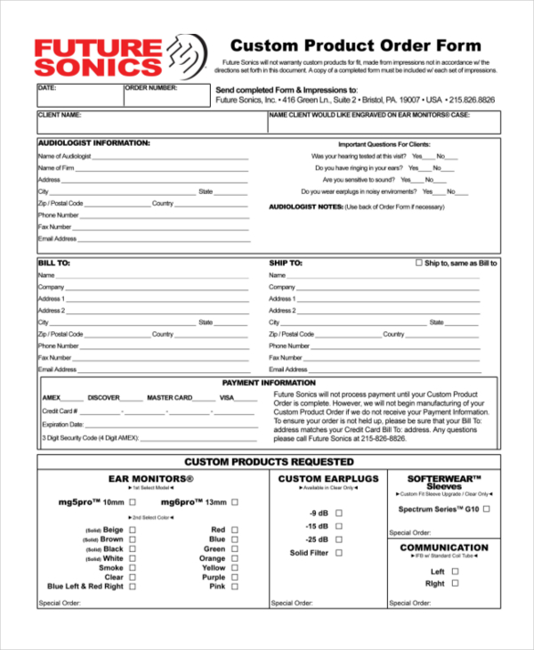 FREE 13+ Sample Product Order Forms in PDF | Excel | Word