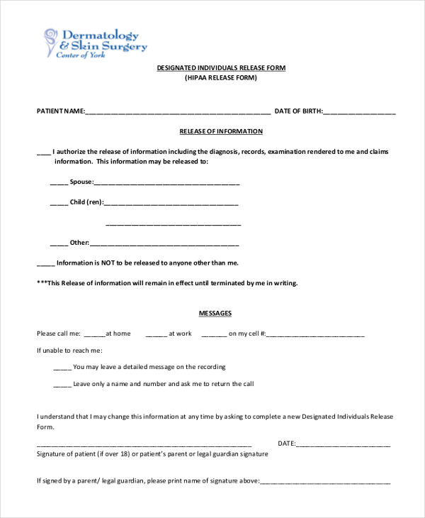 FREE 14+ HIPAA Release Form Samples, PDF, MS Word, Google Docs