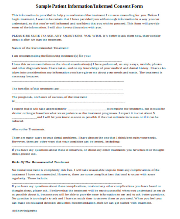 FREE 8+ Dental Consent Forms in PDF | MS Word