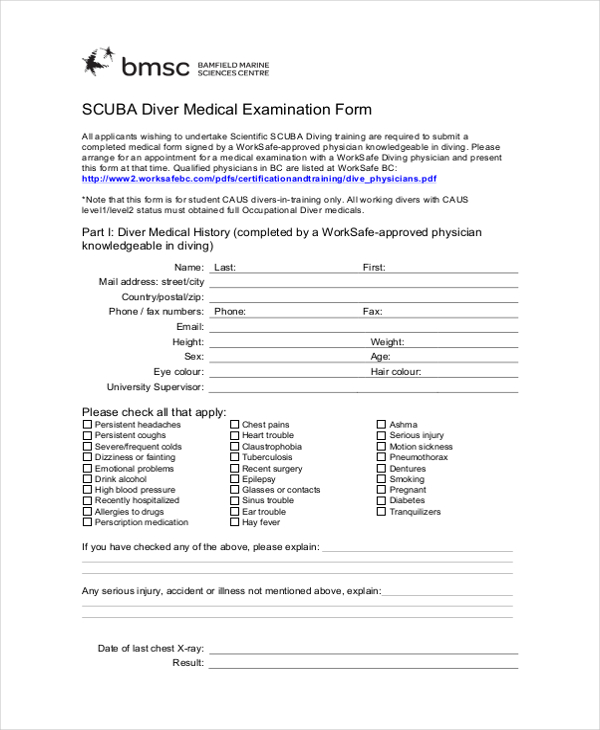 FREE 14+ Medical Examination Form Samples, PDF, MS Word, Google Docs, Excel