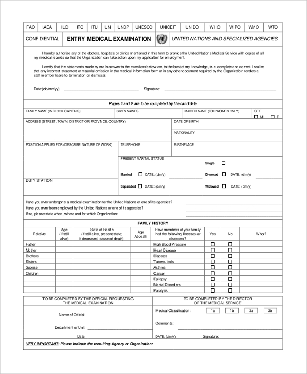 FREE 14+ Medical Examination Form Samples, PDF, MS Word, Google Docs, Excel