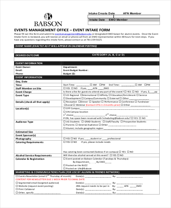 FREE 10+ Sample Event Management Forms in PDF | MS Word