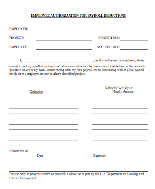 Free 14 Sample Payrolle Deduction Forms In Pdf Excel Word