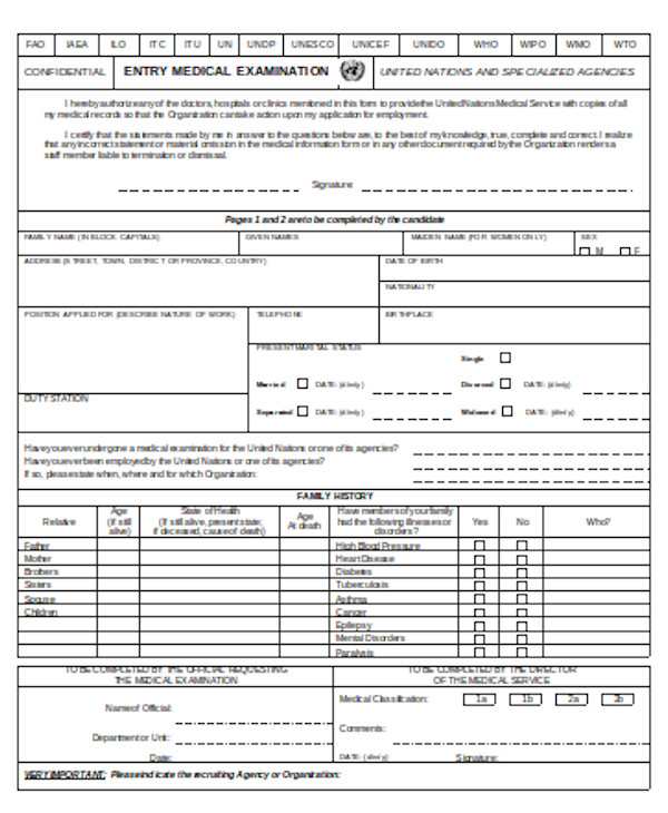 FREE 14+ Medical Examination Form Samples, PDF, MS Word, Google Docs, Excel